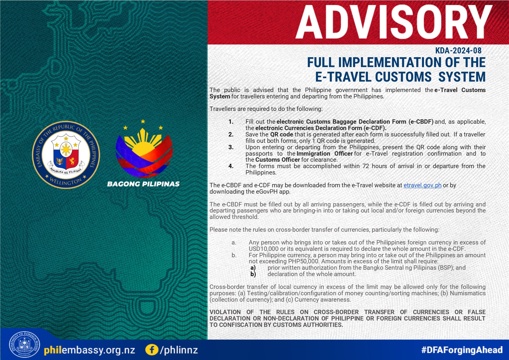 Full Implementation of the E-Travel Customs System KDA-2024-08 | Philippine Embassy of ...